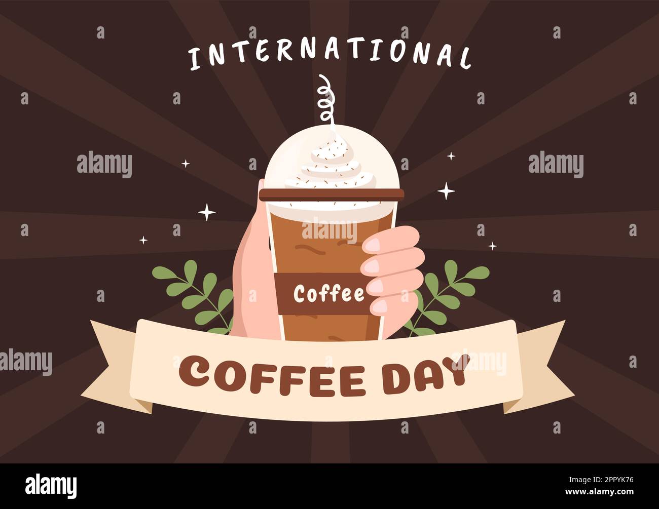 International Coffee Day on 1st October Hand Drawn Cartoon Flat ...
