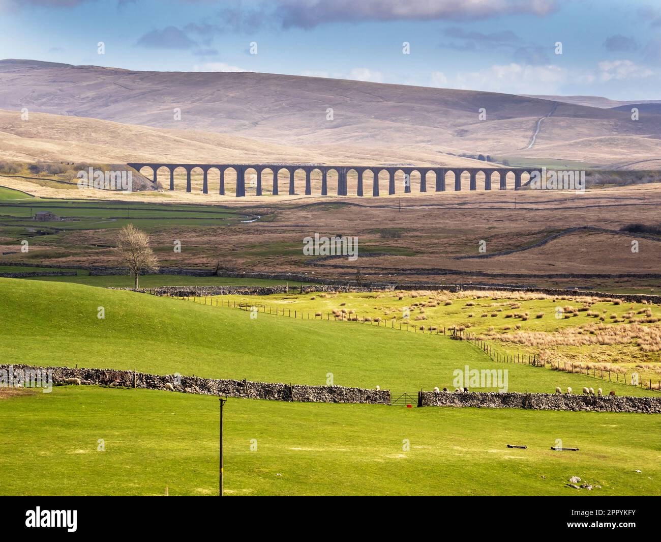 The iconic Ribblehead viaduct on the Settle Carlisle line at the head ...