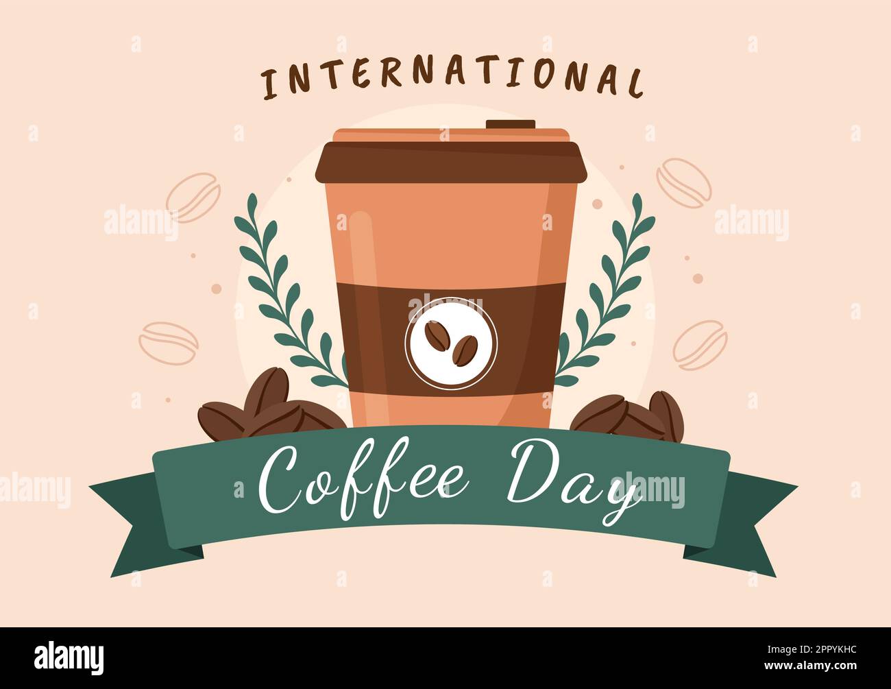 International Coffee Day on 1st October Hand Drawn Cartoon Flat ...