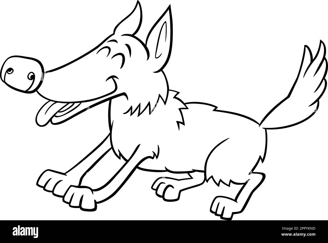 cartoon playful dog animal character coloring page Stock Vector Image ...