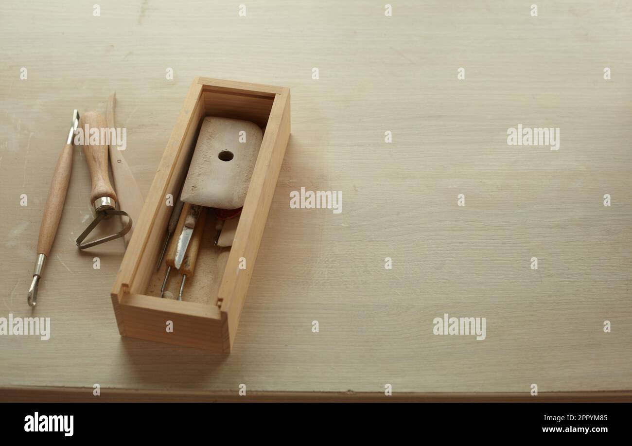 Set of Sculpting Ceramic Pottery Clay Tools Stock Photo - Alamy