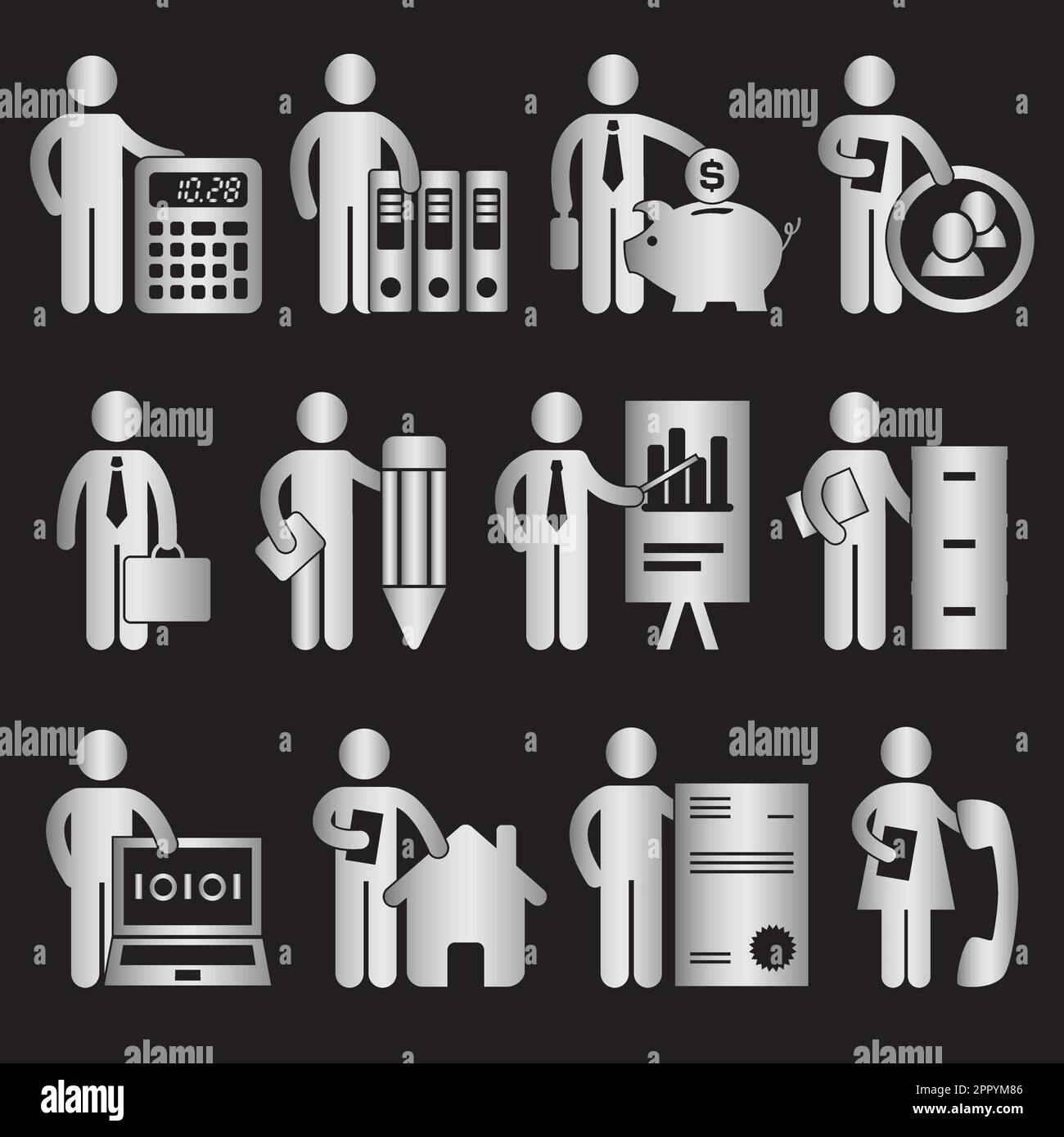 Silver business activity matchstick men vector Stock Vector Image & Art ...