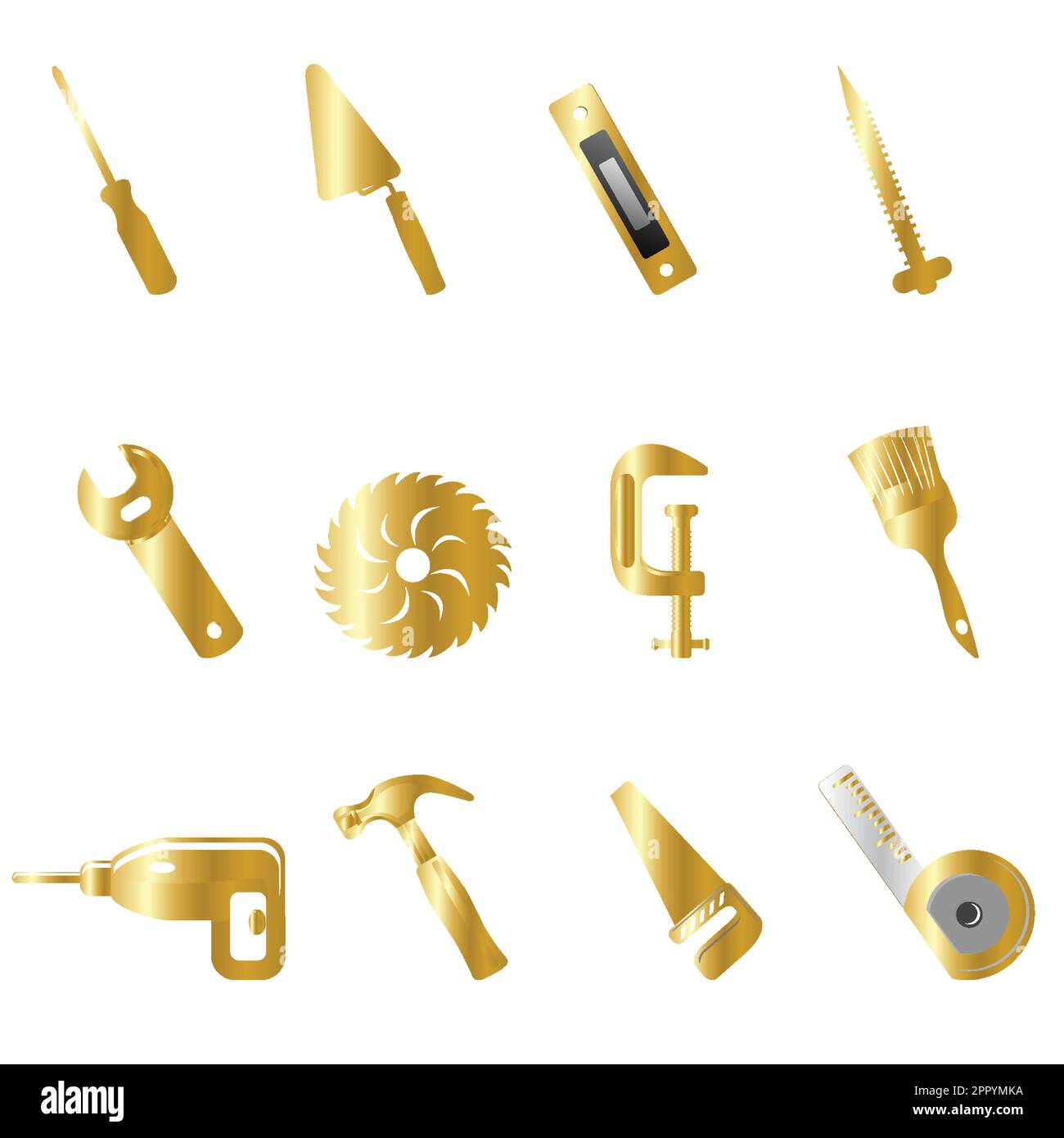 Gold construction icons isolate on white background Stock Vector Image ...