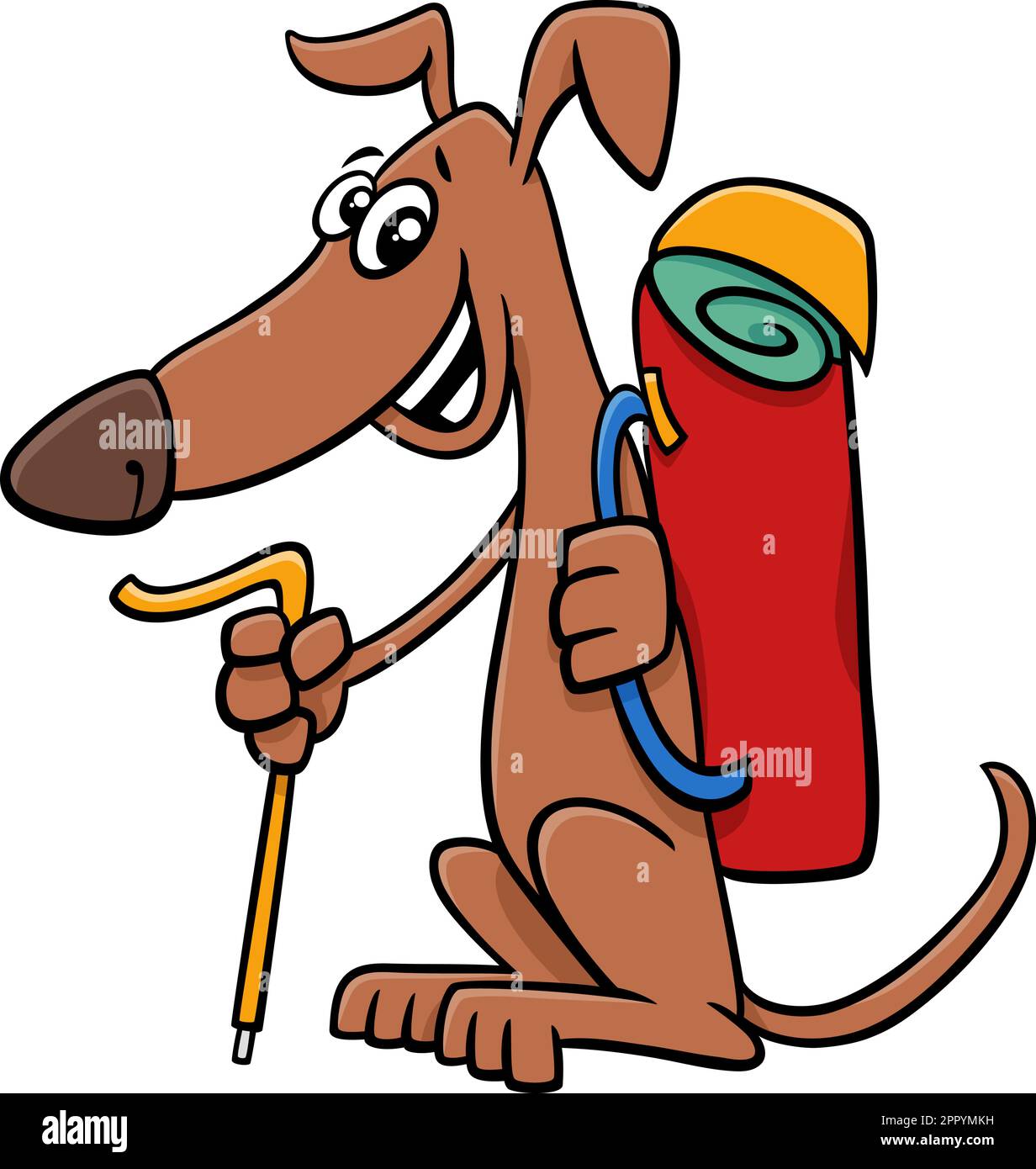 cartoon hiker dog comic animal character with backpack Stock Vector ...