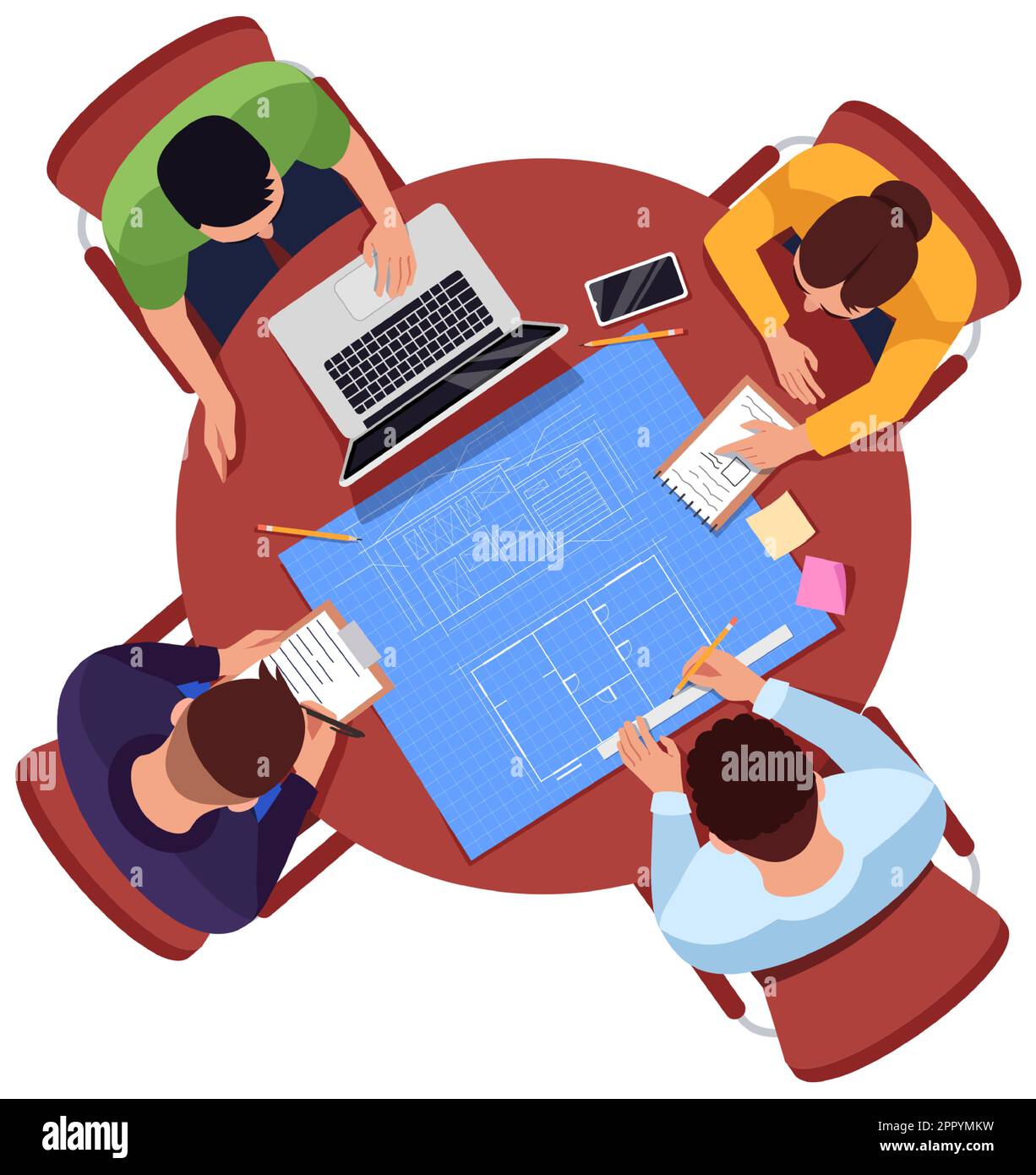 Female architect desk Stock Vector Images - Alamy