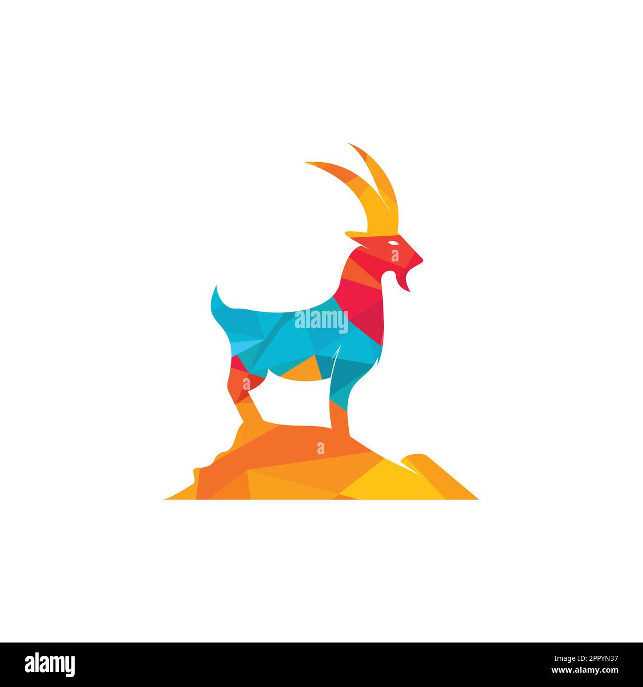 Goat Simple Logo Template Design. Mountain goat vector logo design ...