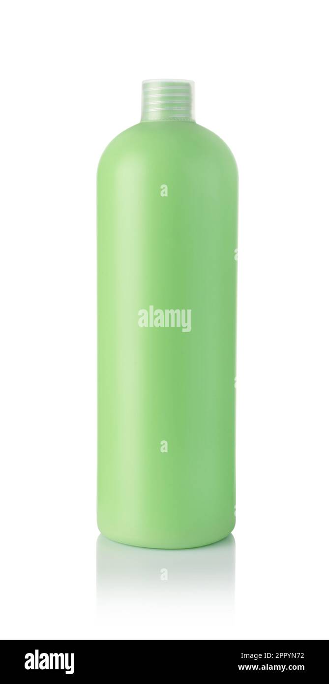 New green plastic shampoo bottle isolated on white Stock Photo - Alamy
