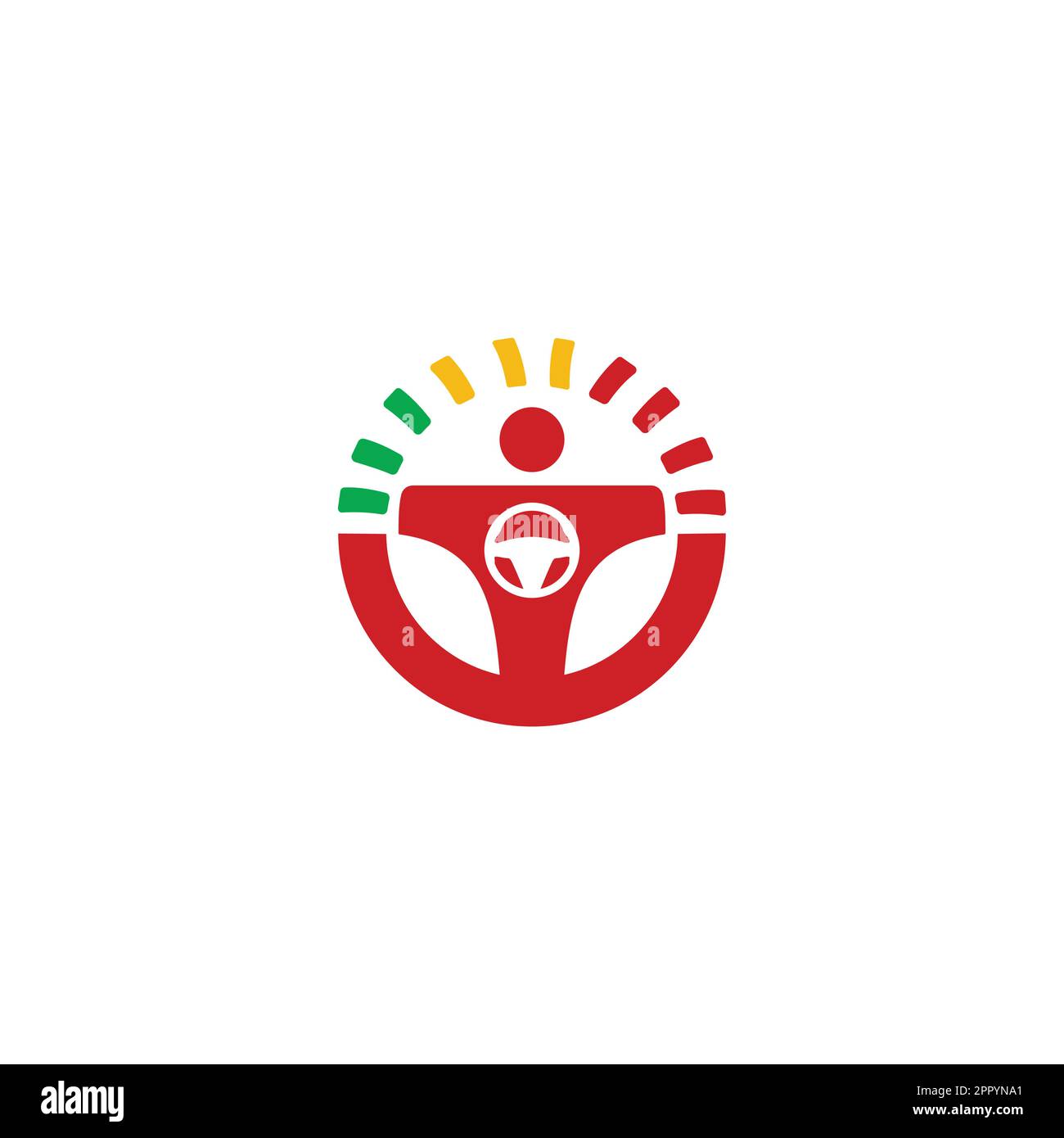 Driving school logo design. Steering wheel with road and speedometer ...