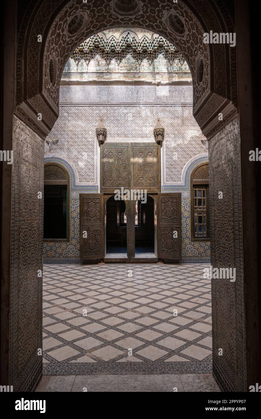 Decorated room inside the kasbah of Telouet Stock Photo - Alamy