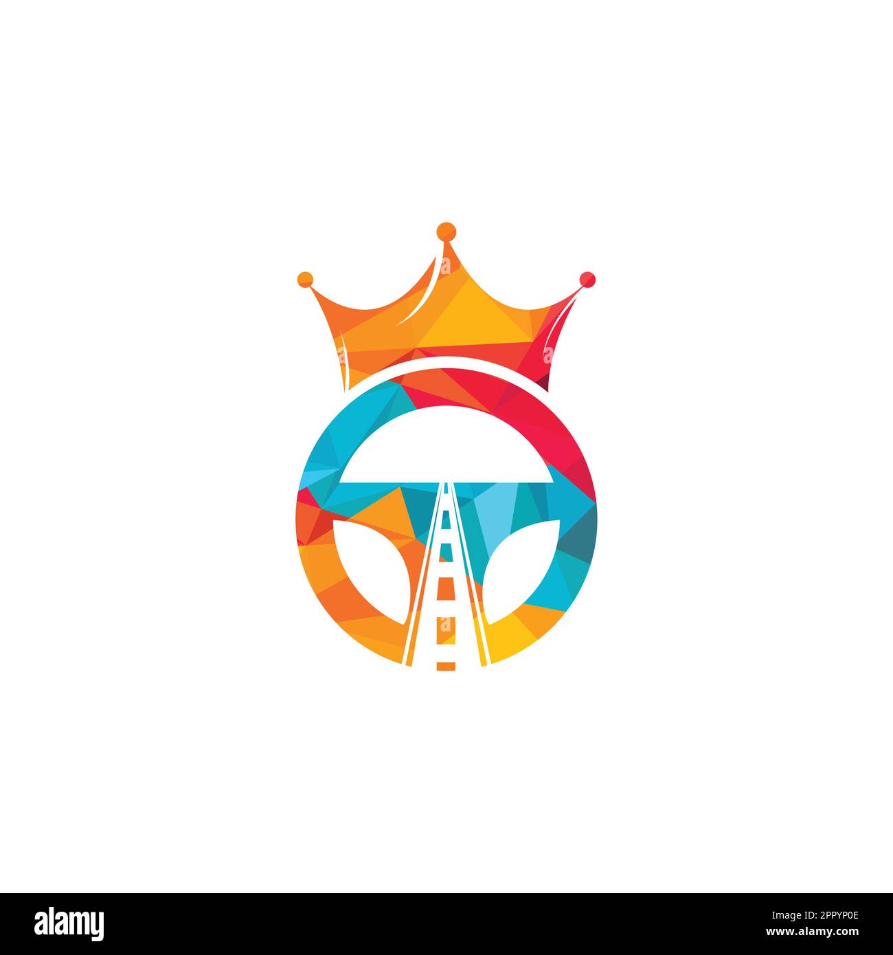 Drive king vector logo design. Steering with road and crown icon Stock ...