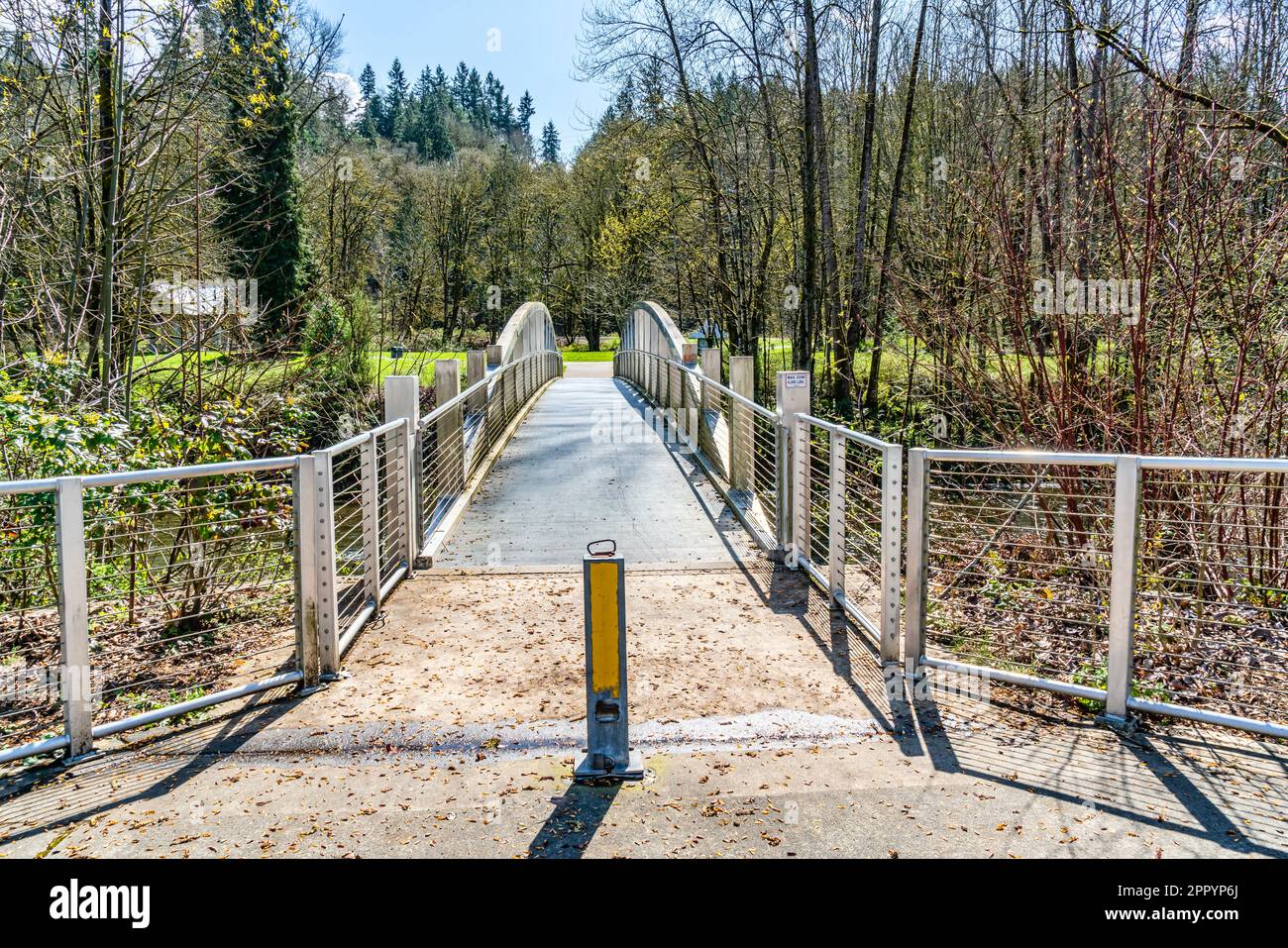 A walking bridge of the Cedar River in Renton, Washington Stock Photo ...