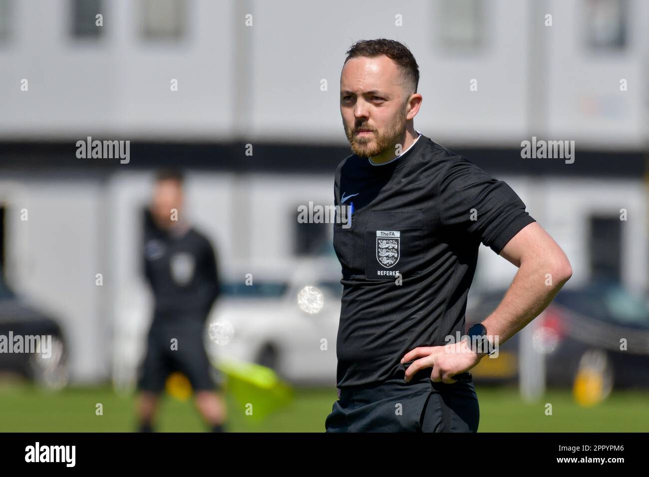 Swansea, Wales. 25 April 2023. Match Referee Charlie Bullock during the ...