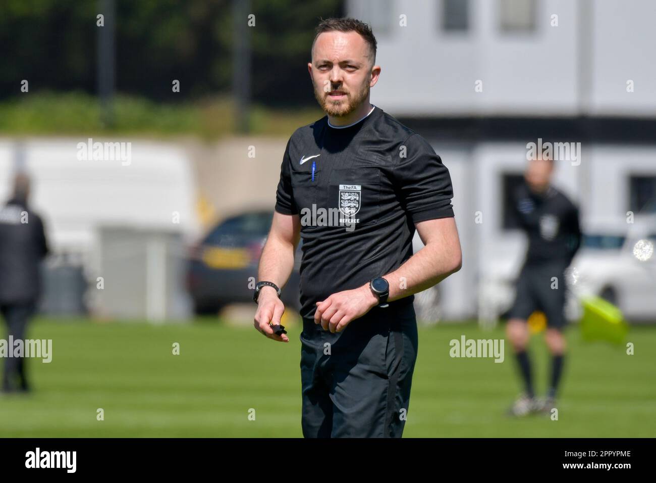 Swansea, Wales. 25 April 2023. Match Referee Charlie Bullock during the ...
