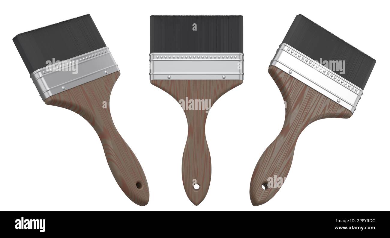 Set of paint bristle brushes for repair work and construction isolated ...