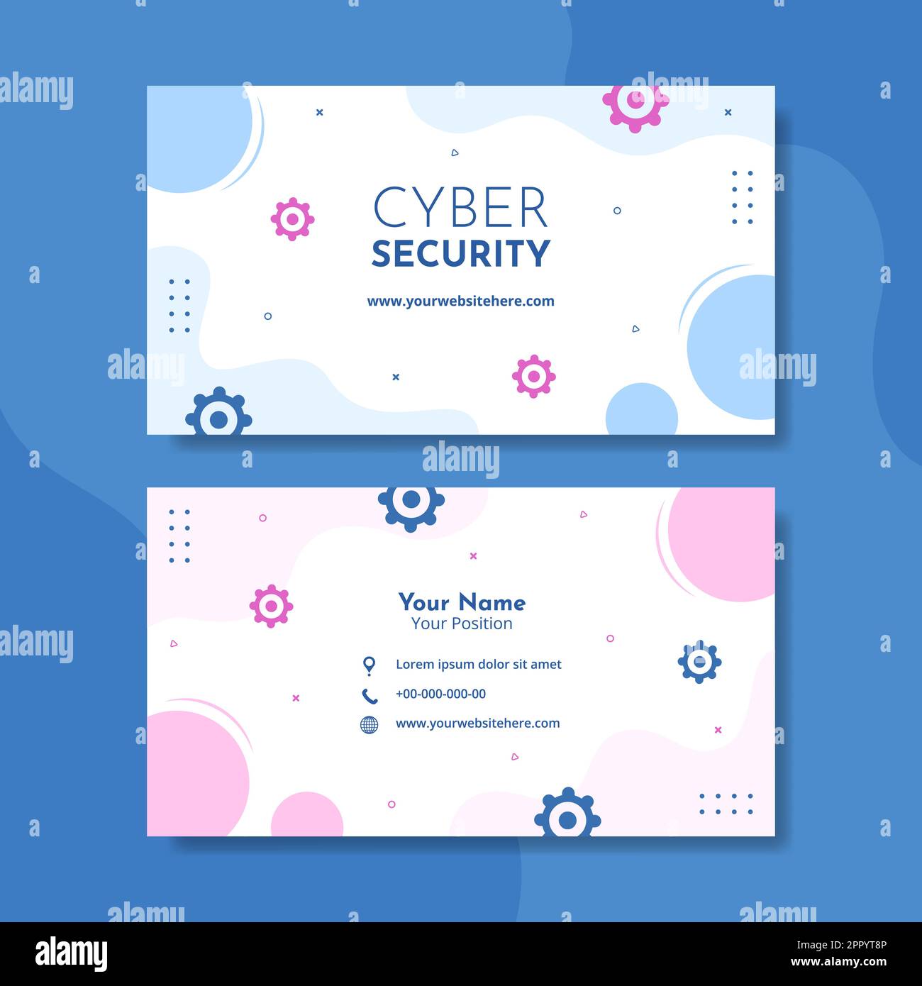Cyber Security Card Horizontal Template Hand Drawn Cartoon Flat ...