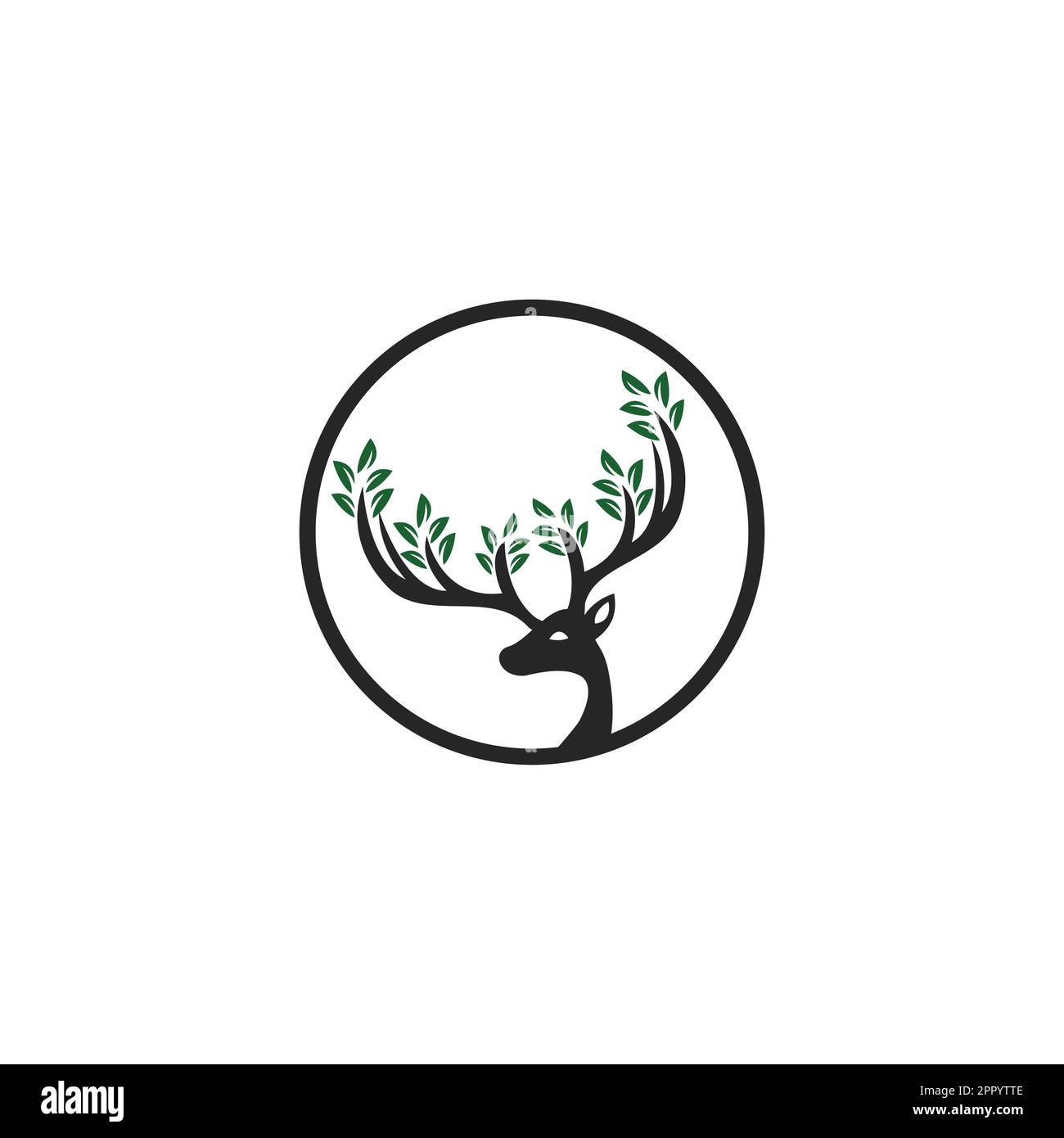 Deer leaf antlers vector logo design Stock Vector Image & Art - Alamy