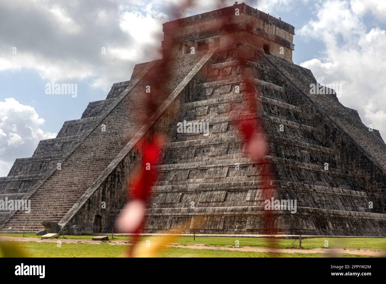 Photograph of the castle and temple of Chichen Itza the famous Mayan ...
