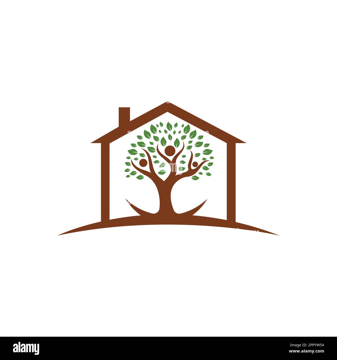 Human life logo icon of abstract people tree and house vector. Family ...