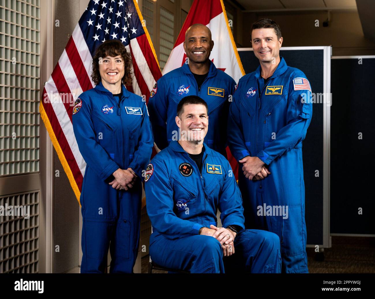 The crew of Artemis II, astronauts, Jeremy Hansen, seated, and from ...