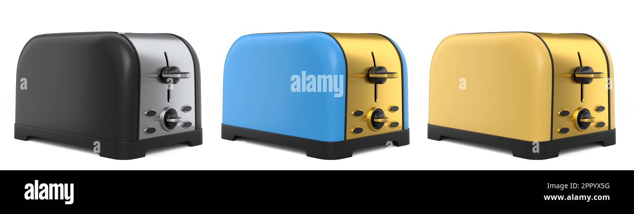 Stainless steel toaster for making toast bread on a white background ...