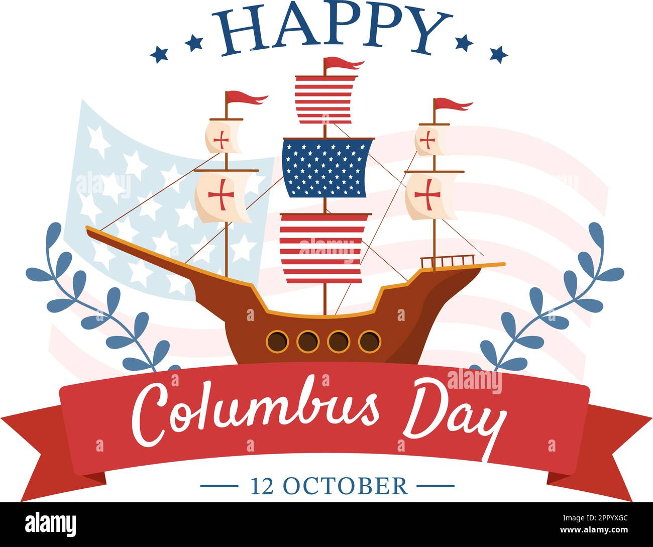 Happy Columbus Day National Holiday Hand Drawn Cartoon Illustration ...