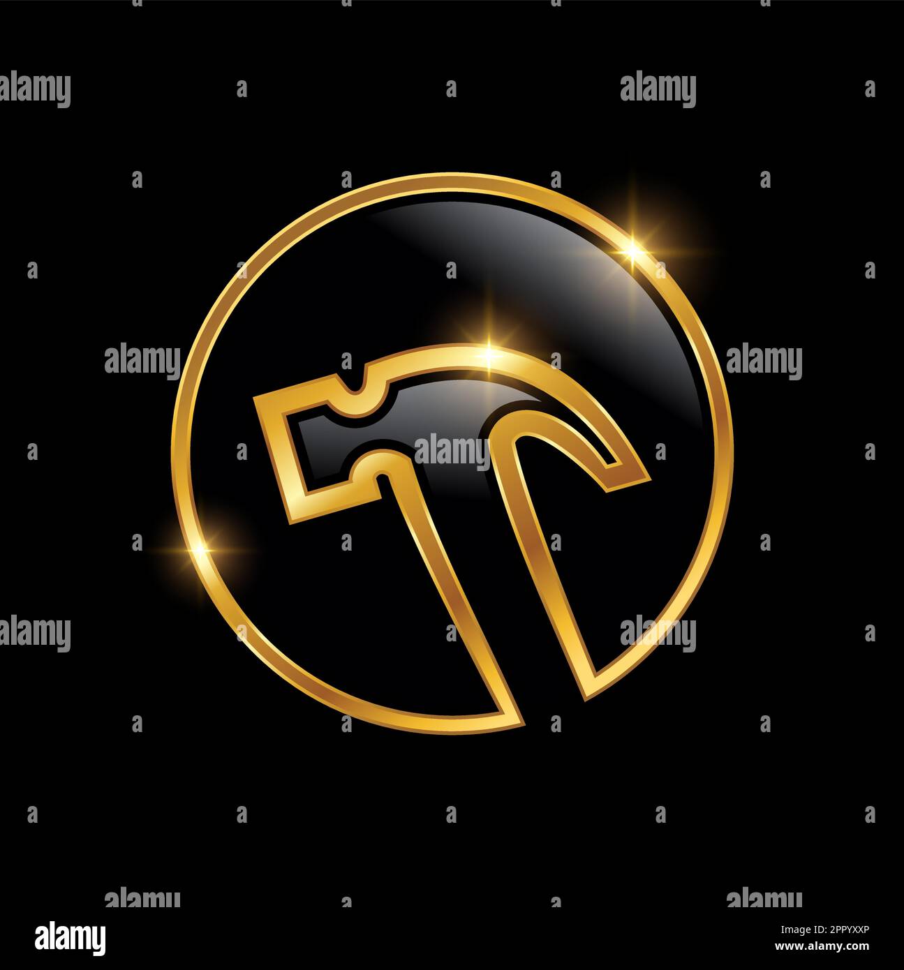 Golden hammer icon Stock Vector Images - Alamy