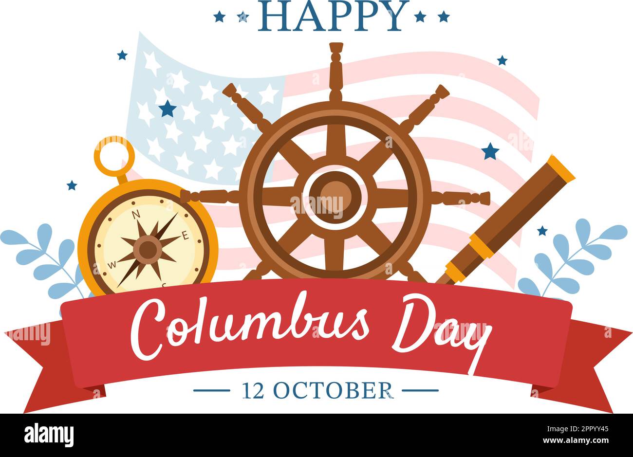 Happy Columbus Day National Holiday Hand Drawn Cartoon Illustration ...