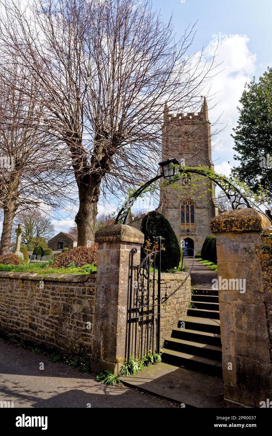 All Saints Church in the Village of Nunney in a sunny day, Somerset ...