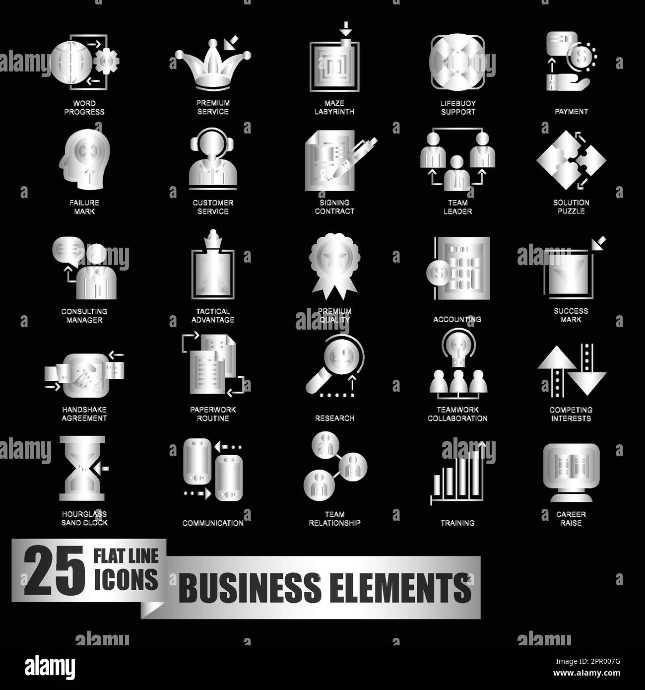 Silver business elements icon collection vector Stock Vector Image ...