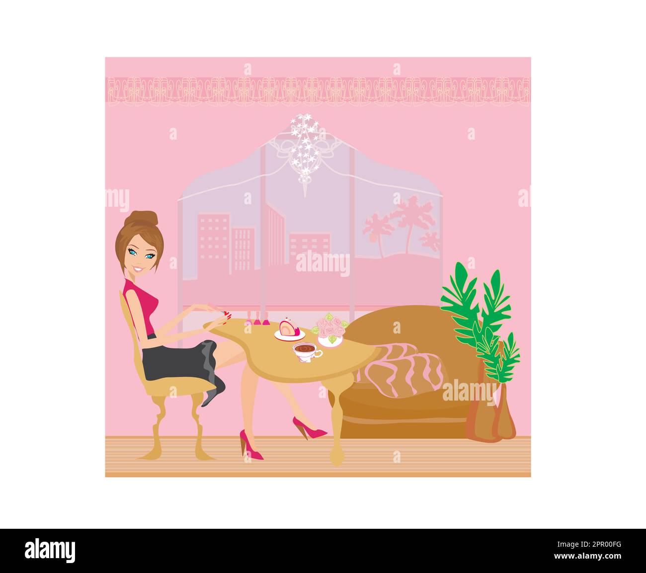 French female teen portrait Stock Vector Images - Alamy