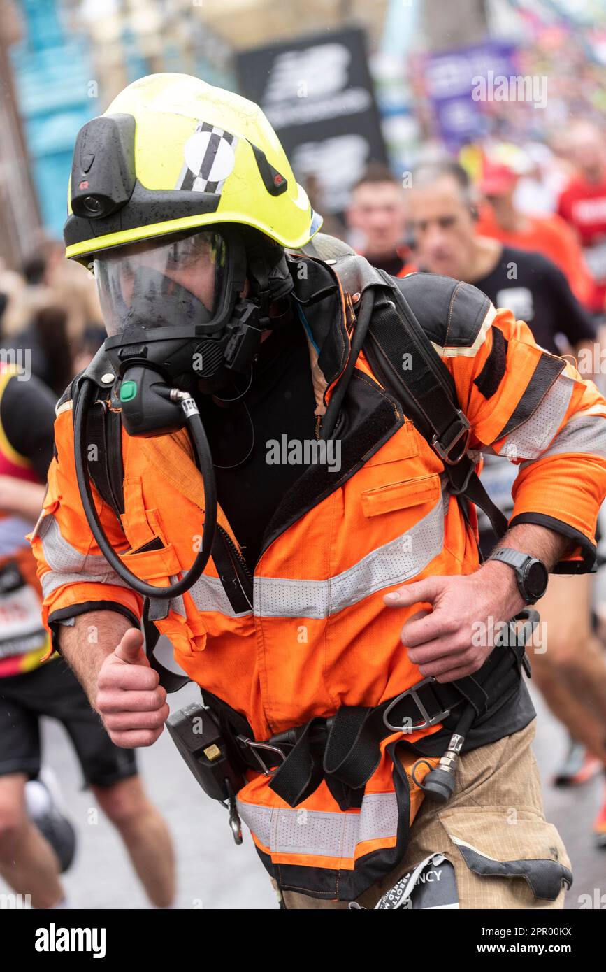Firefighter Mark Peart competing in the TCS London Marathon 2023 ...