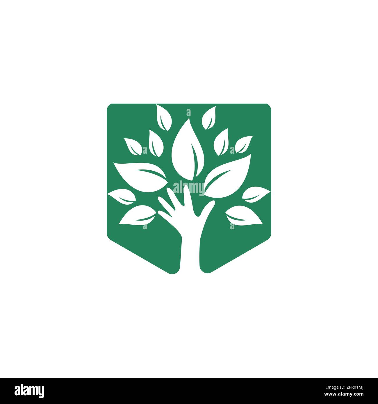 Creative green hand tree logo design. Natural products logo. Cosmetics ...