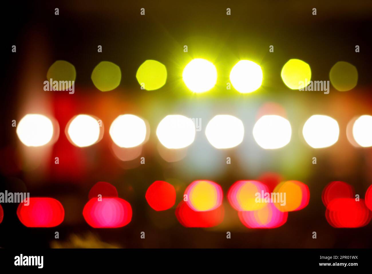 Blurred abstract red, yellow and white bokeh background. Defocus ...