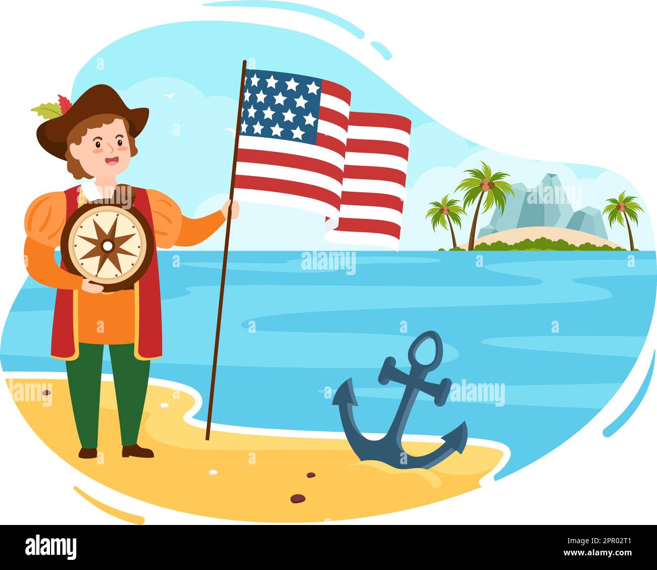 Happy Columbus Day National Holiday Hand Drawn Cartoon Illustration ...