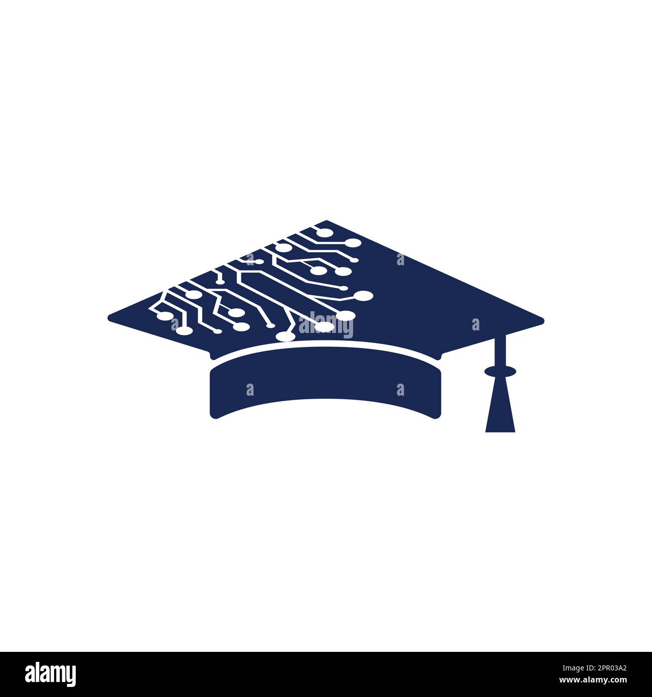Artificial intelligent technology with graduation cap logo design. IT ...