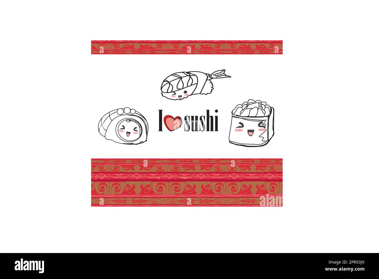 cute sushi cartoon illustration - vector card Stock Vector Image & Art ...