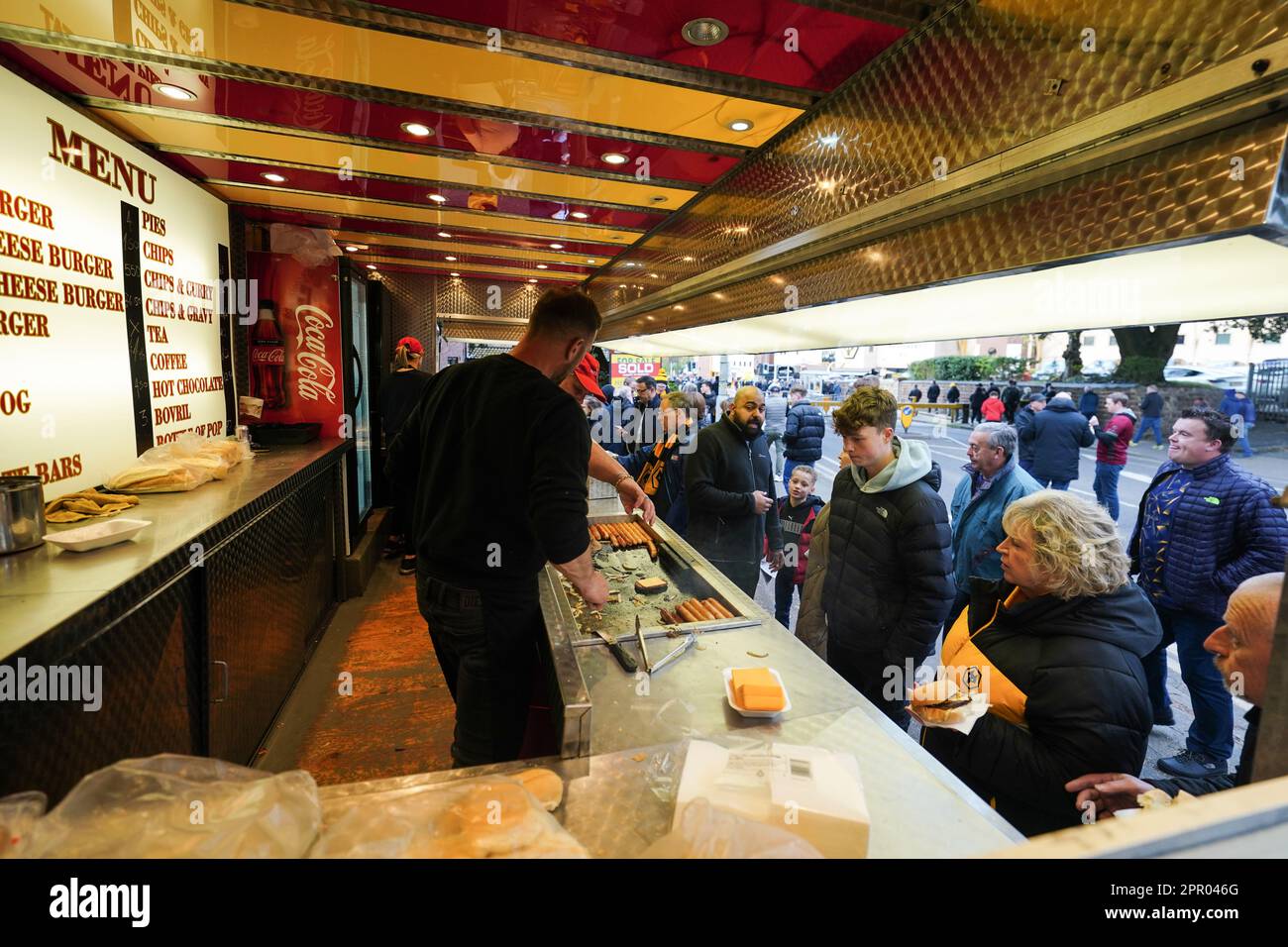 Fans queue for pre-match fast food before the Premier League match at ...