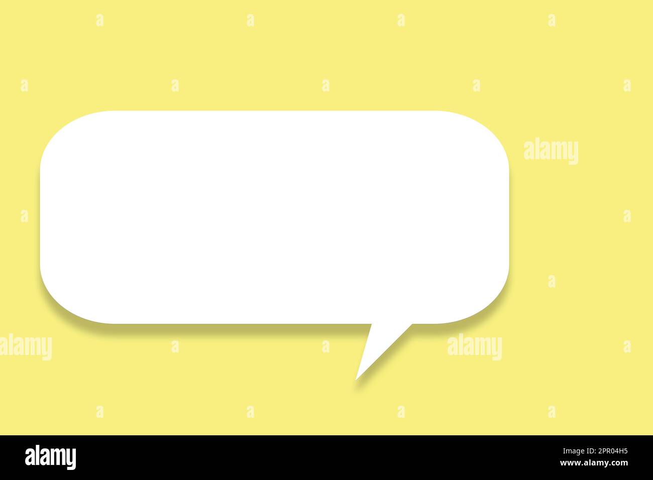 White speech bubble against yellow background, 2D illustration Stock ...