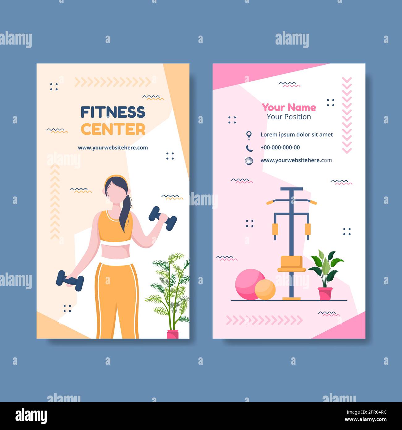 Fitness Training Card Vertical Template Hand Drawn Cartoon Flat ...