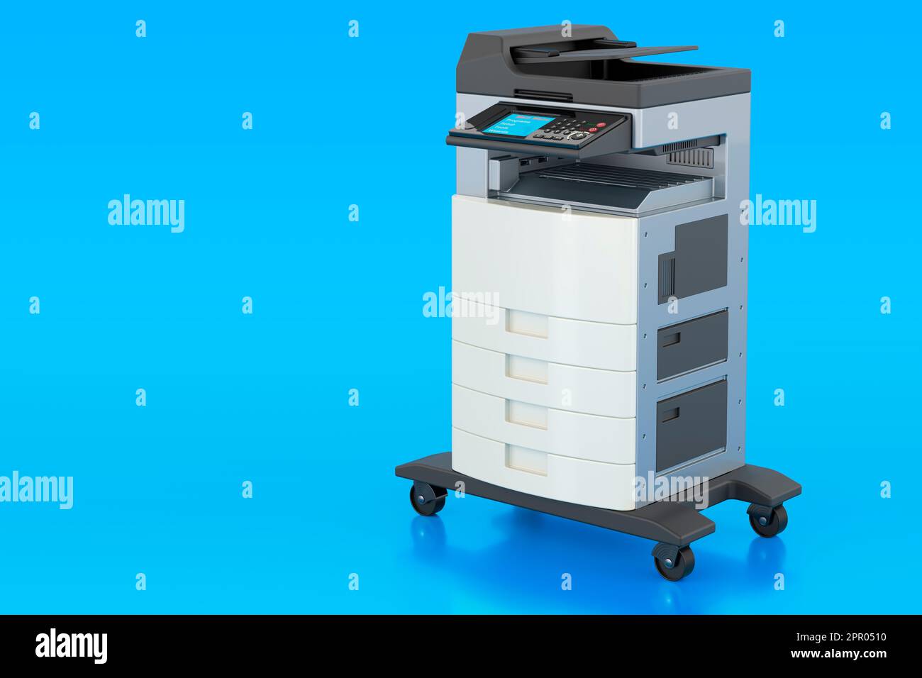 Office multifunction printer MFP on blue backdrop, 3D rendering Stock ...