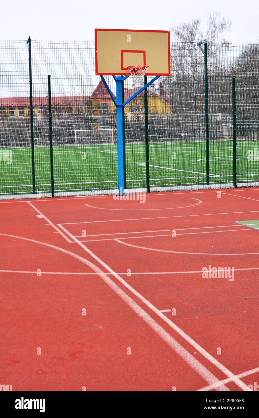 Modern multifunctional playing sports playground with an artificial ...
