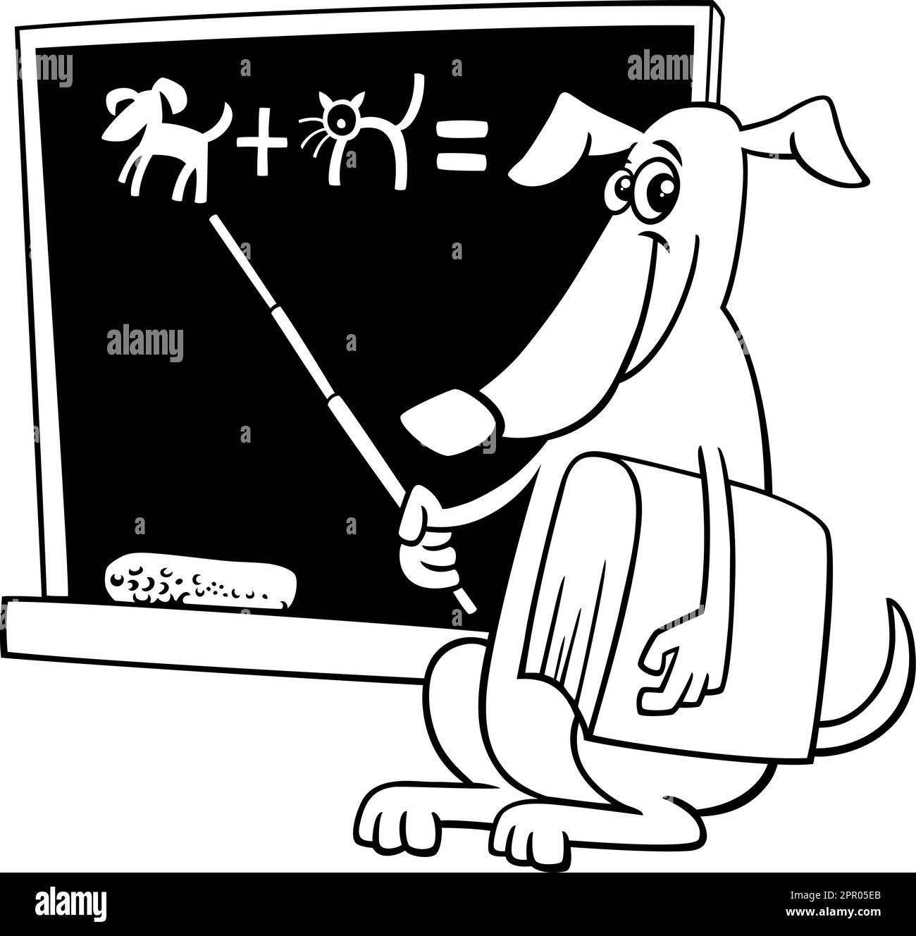 cartoon dog teacher in the classroom coloring page Stock Vector Image ...