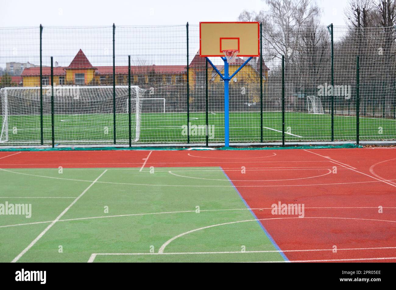 Modern multifunctional playing sports playground with an artificial ...