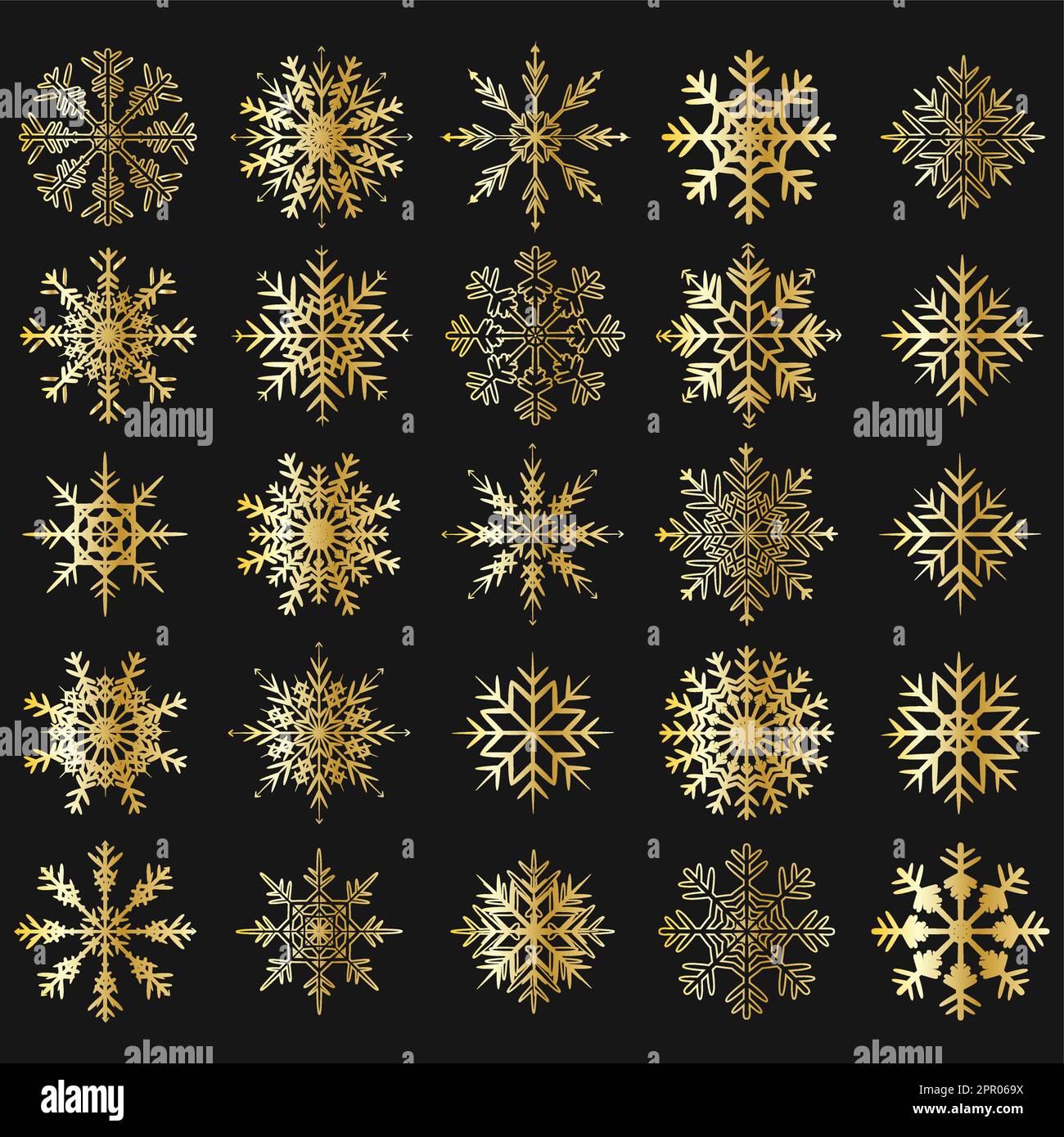 Christmas gold snowflake icons set vector Stock Vector Image & Art - Alamy