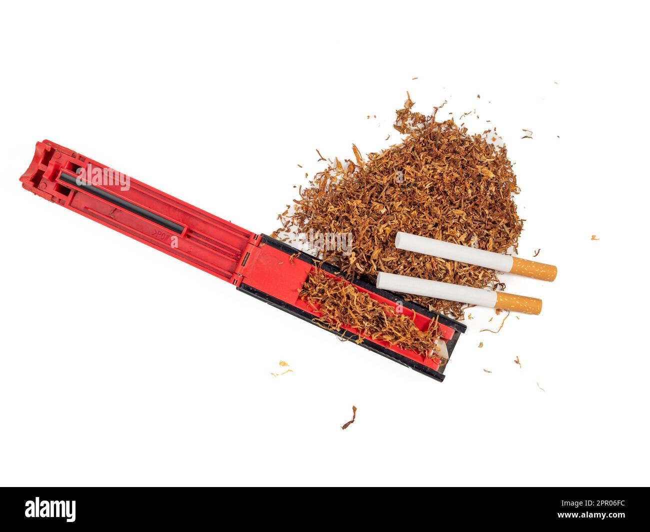 Tobacco and filling machine. Cigarettes and tobacco. Tobacco close-up ...