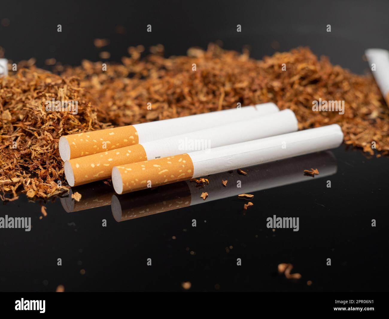 Tobacco and cigarette cases. Cigarettes and tobacco. Tobacco close-up ...