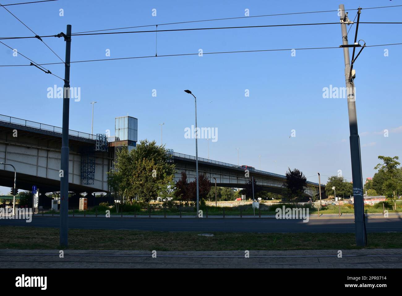 Blue Bridge in Belgrade. Blue arches connecting the shores and New ...