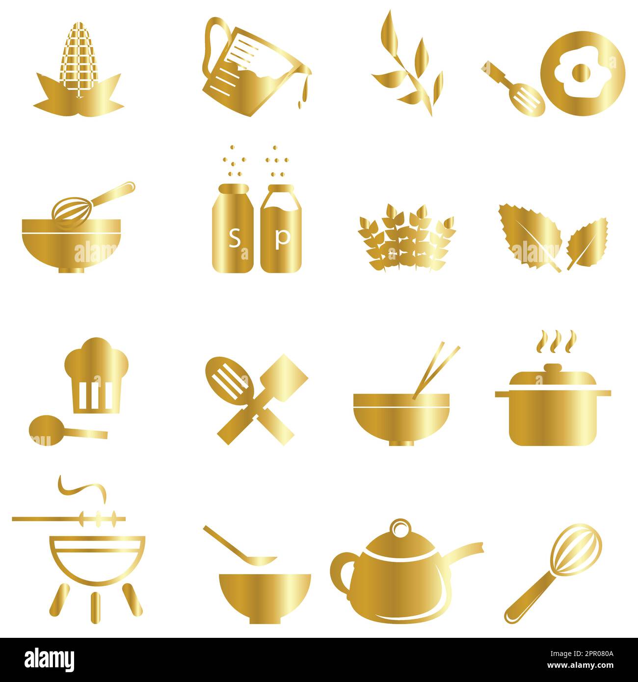 Gold cooking icons isolate on white background Stock Vector Image & Art ...