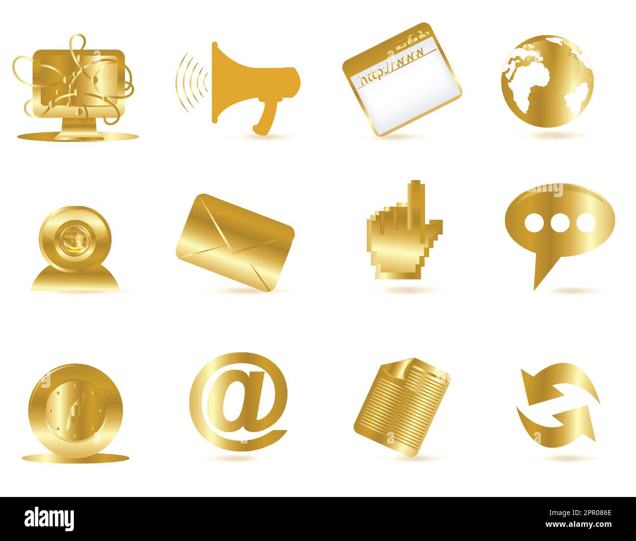 Gold communication icons isolate on white background Stock Vector Image ...