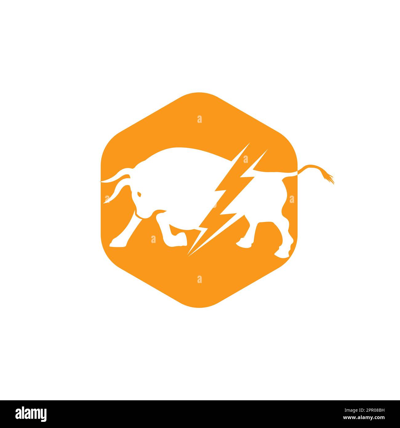 Bull with thunder logo design. Flash electric energy in bull Stock ...